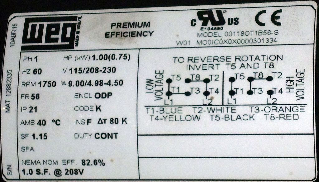 Weg 00118OT1B56-S 1 HP 1800 RPM ODP 56 Frame Factory New Motor at ...
